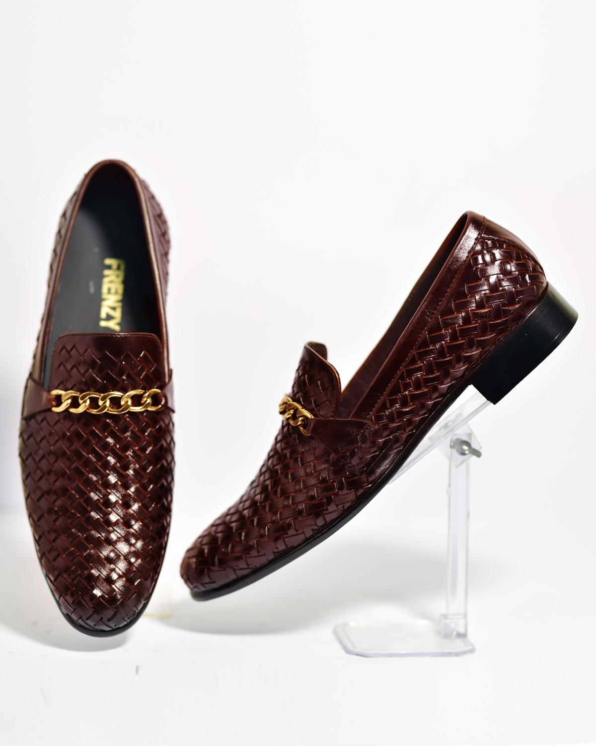 Handcrafted Fully Knitted Leather Shoes With Buckle And Leather Sole ...