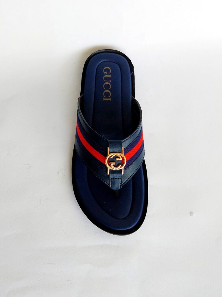 FGUC02-Branded Luxury Blue Slippers For Men - Frenzy