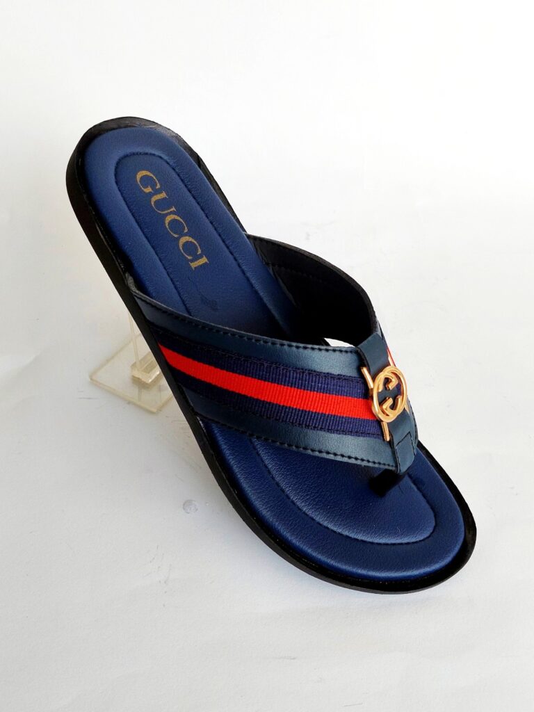 FGUC02-Branded Luxury Blue Slippers For Men - Frenzy