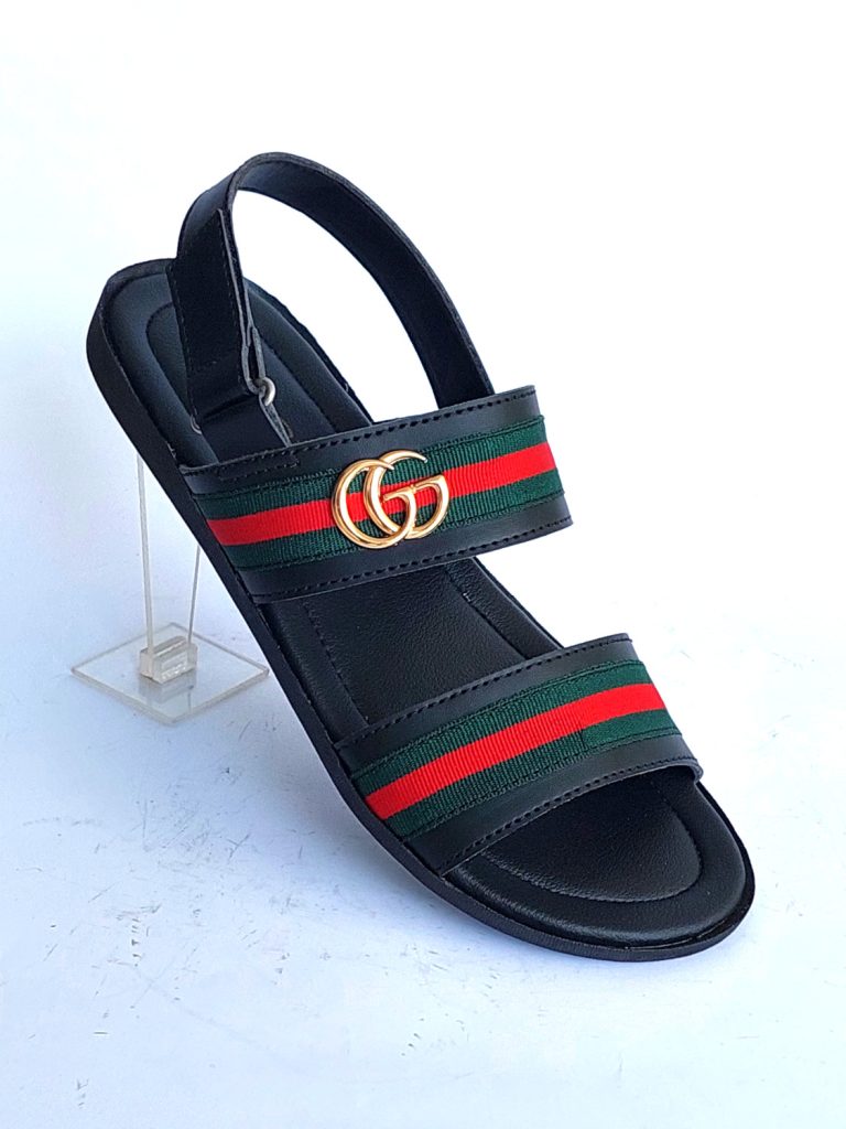 SGUC05-Branded Logo Modern Luxury Sandals - Black - Frenzy